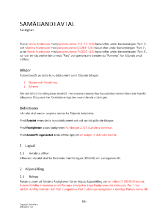 Samägandeavtal fastighet | DokuMera