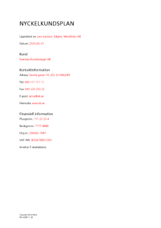 Nyckelkundsplan | DokuMera