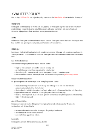 Kvalitetspolicy | DokuMera