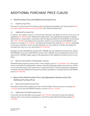 Tilläggsköpeskillingsklausul - Engelsk | DokuMera