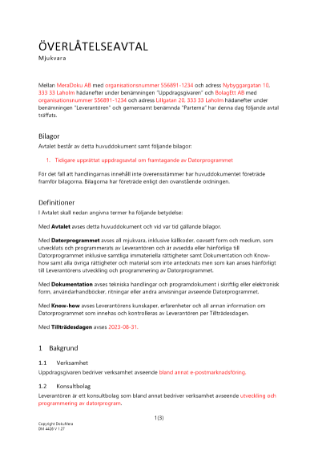 Överlåtelseavtal mjukvara | DokuMera