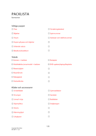 Packlista för semestern | DokuMera