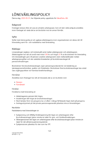 Löneväxlingspolicy | DokuMera