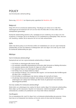 Policy mot kränkande särbehandling | DokuMera