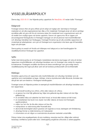 Visselblåsarpolicy | DokuMera