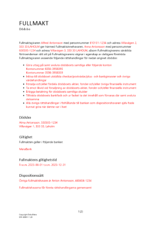 Fullmakt dödsbo | DokuMera