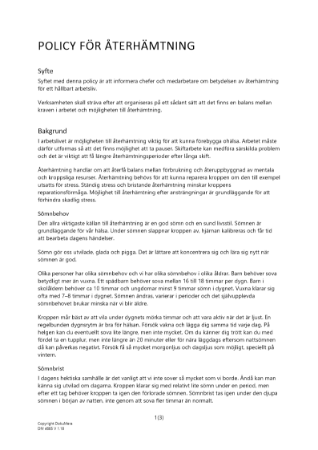 Policy för återhämtning | DokuMera