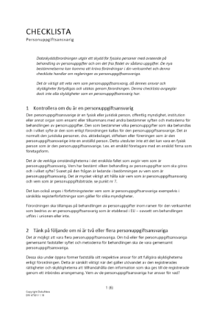 Checklista personuppgiftsansvarig | DokuMera