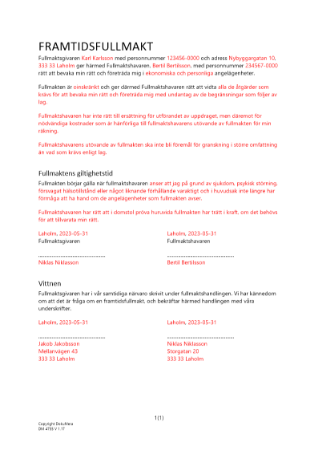 Framtidsfullmakt | DokuMera