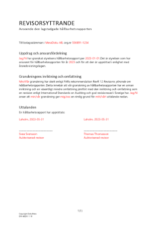 Revisorsyttrande hållbarhetsrapport | DokuMera