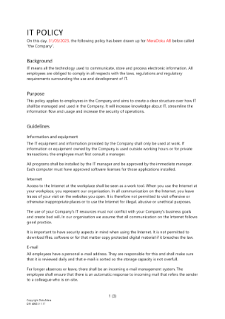 IT-policy Engelsk | DokuMera