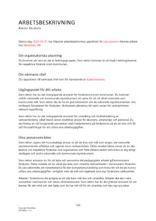 Arbetsbeskrivning rektor förskola | DokuMera