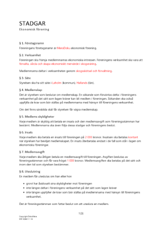 Stadgar ekonomisk förening | DokuMera