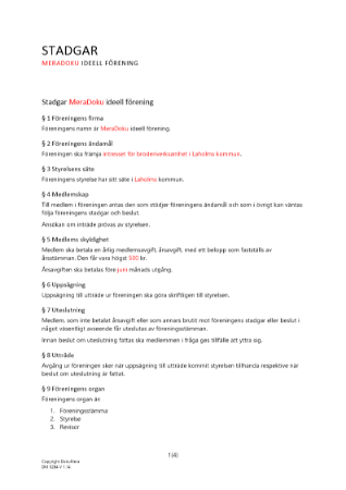 Stadgar ideell förening | DokuMera