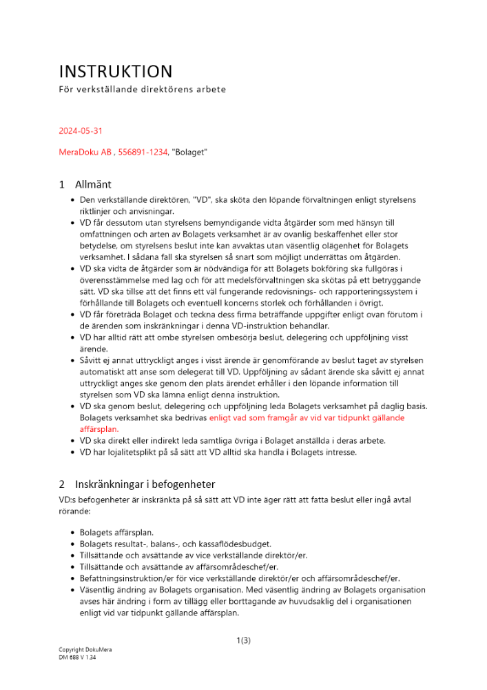 VD-instruktion | DokuMera