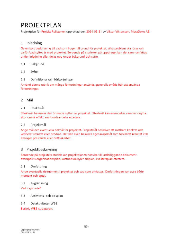 Projektplan | DokuMera