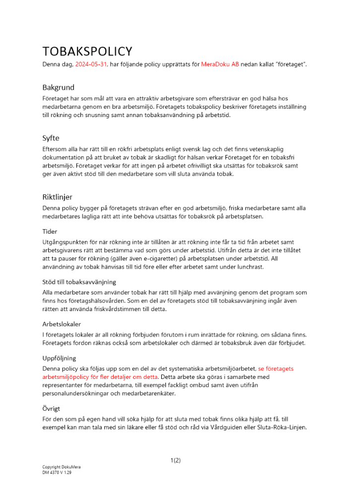 Tobakspolicy | DokuMera