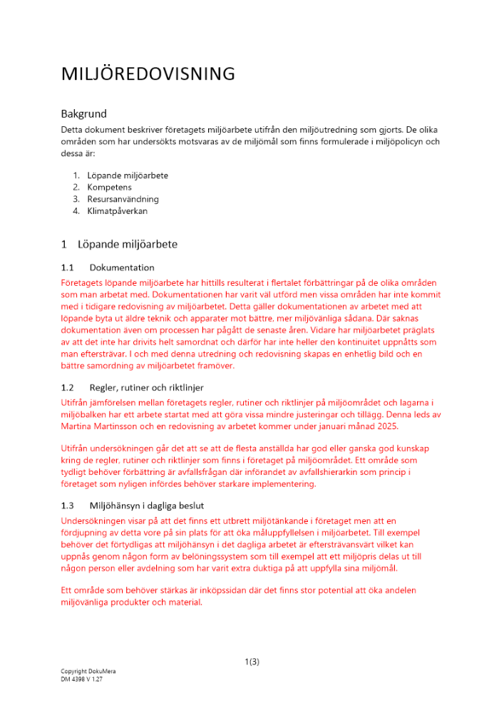 Miljöredovisning | DokuMera