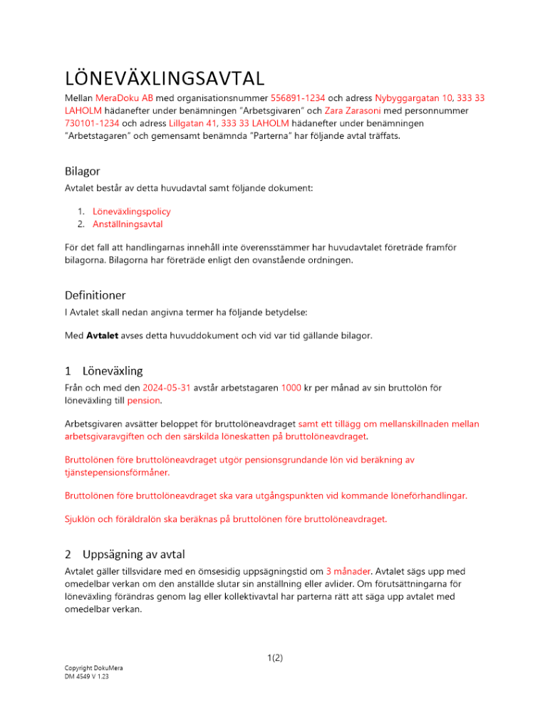 Löneväxlingsavtal | DokuMera