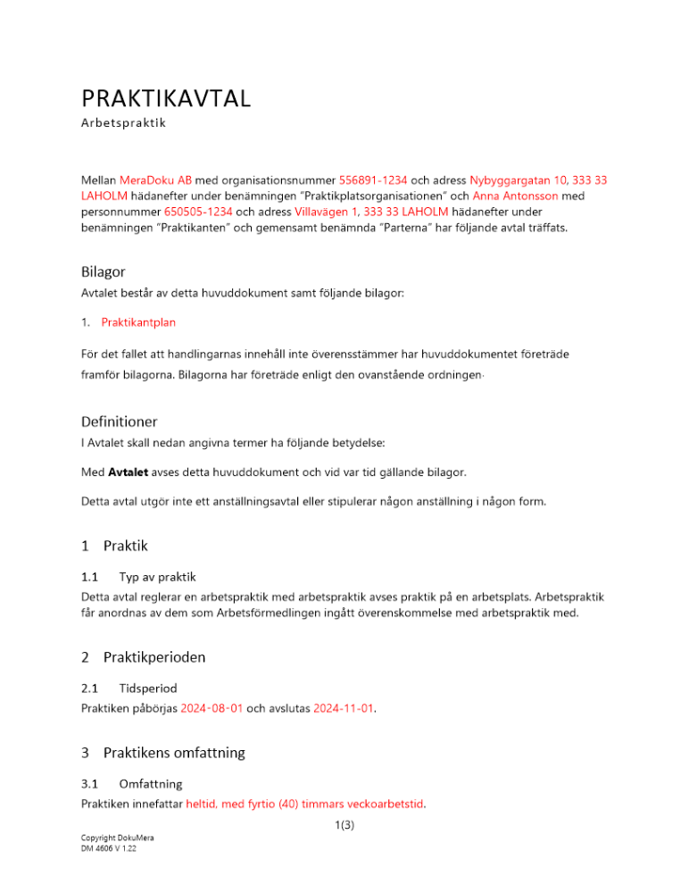 Praktikavtal | DokuMera