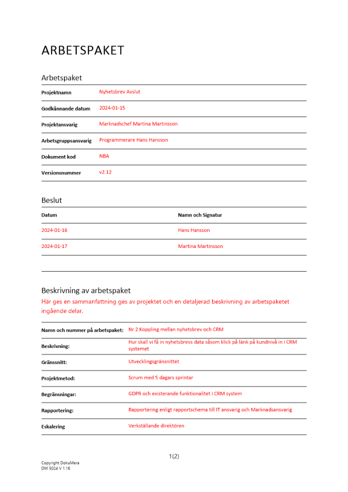 Arbetspaket | DokuMera