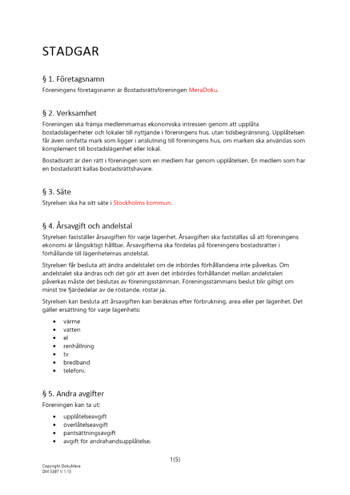 Stadgar brf | DokuMera