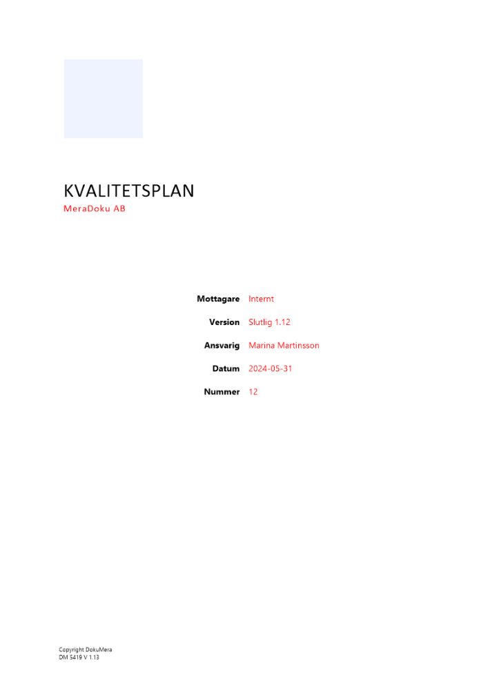Kvalitetsplan bygg och entreprenad | DokuMera