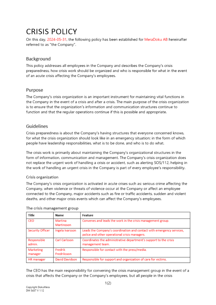 Krispolicy Engelsk 2024 | DokuMera